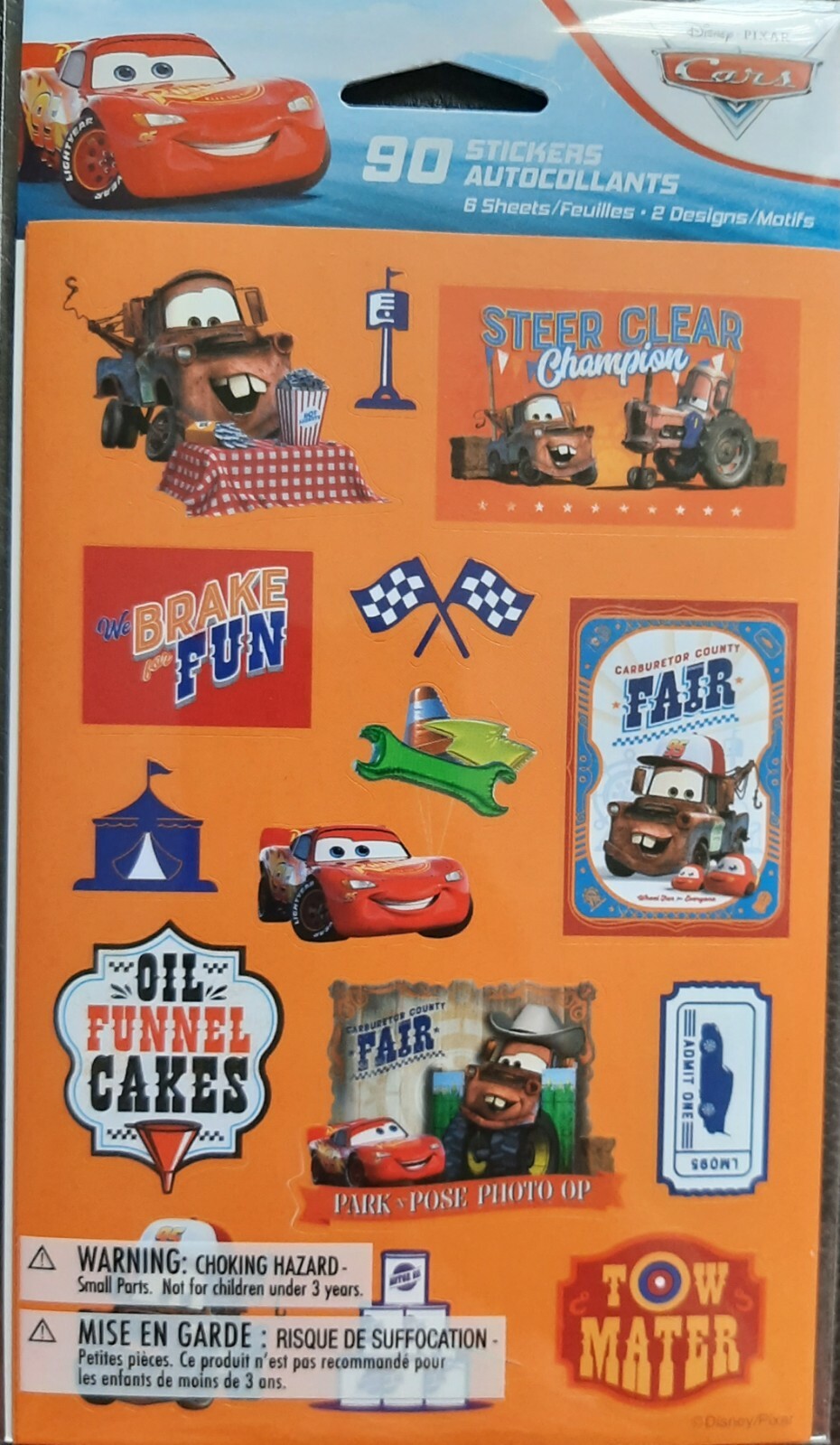 90 Disney Pixar Cars Stickers- 6 Sheets- 2 Designs- New | eBay