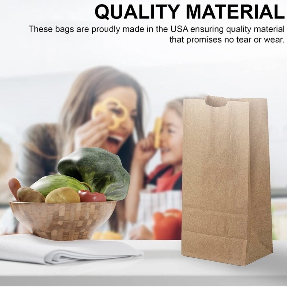 Brown Paper Bag Lunch Grocery Shopping Take out Bags Capacity 2, 4, 6 ...