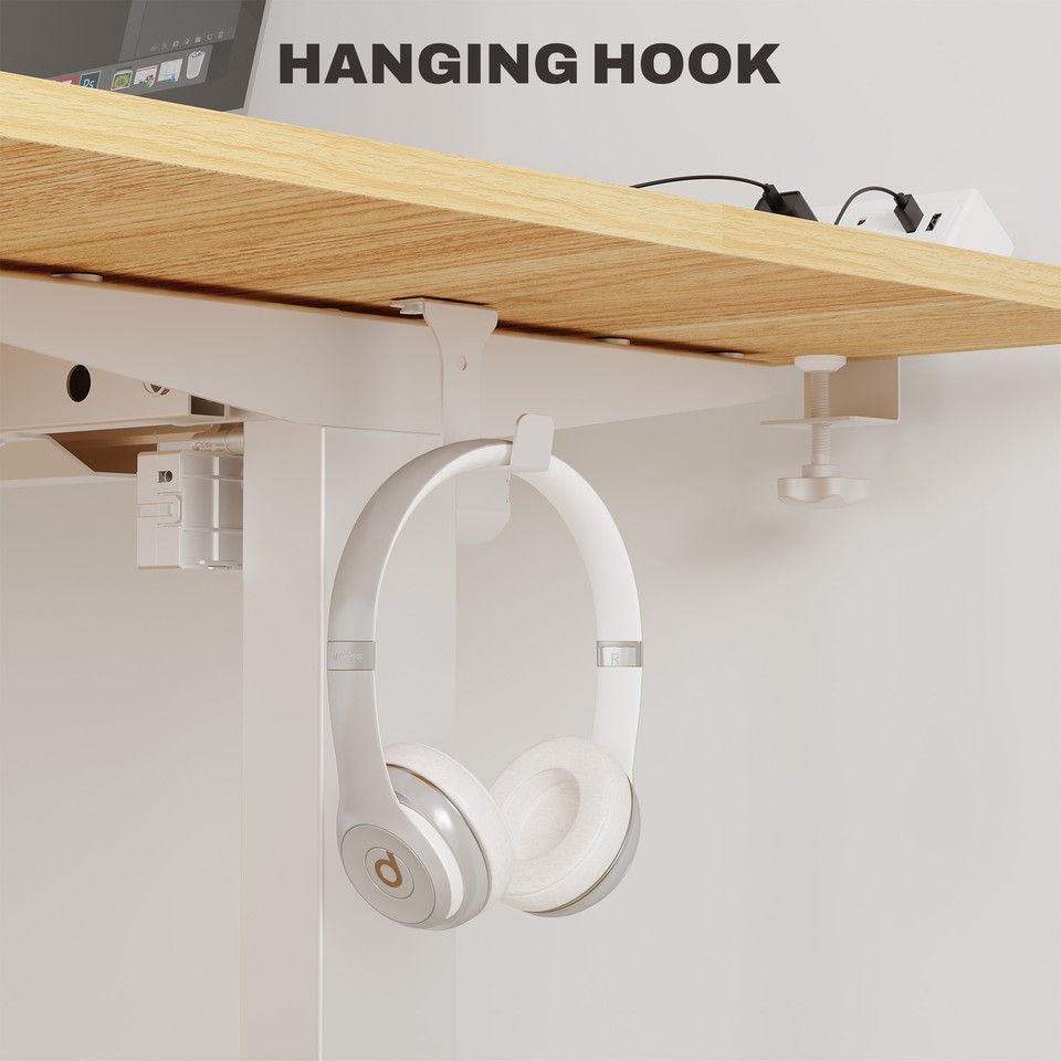 Height Adjustable Standing Desk with Cable Management and Hooks | eBay
