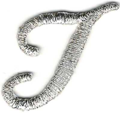 Fancy Couture Silver Script Cursive Letter I Embroidery Patch | eBay