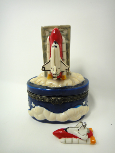 Ceramic Trinket Box Space Shuttle + Launch Tower with Mini Shuttle ...