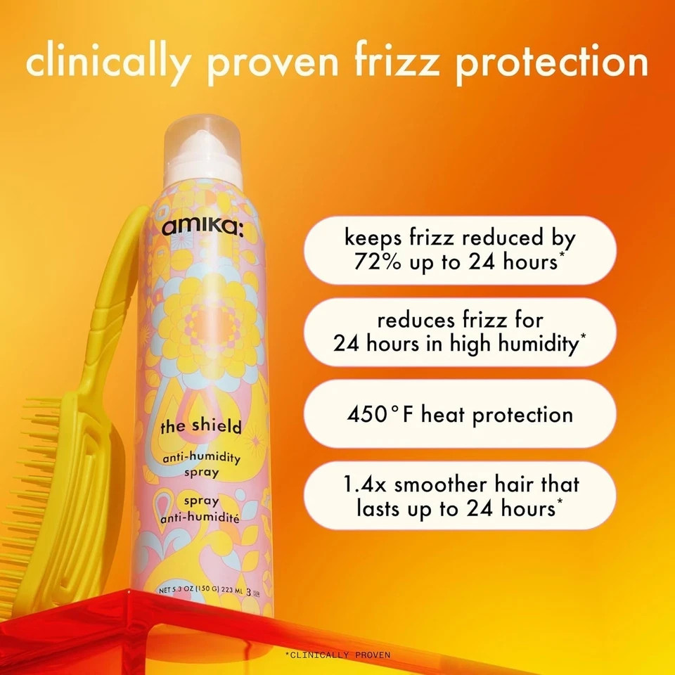 Amika The Shield Anti Humidity Heat Protection Spray with UV for Frizz ...