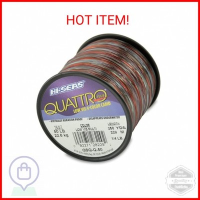 Hi-Seas Quattro Monofilament Line, 4 Color Camouflage, 50 Pound Test, 1 ...