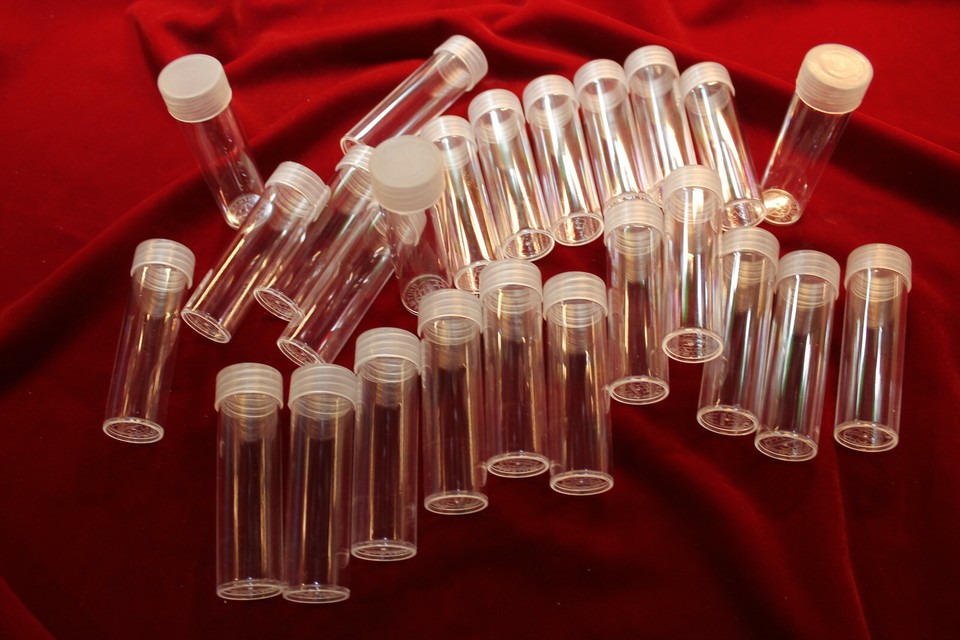 25-U.S. Cent size Round Coin Tubes, brand new tubes, H.E. Harris brand ...