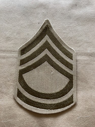 WWII USMC Gunnery Sergeant Chevron forrest on foldover tan jacquard ...