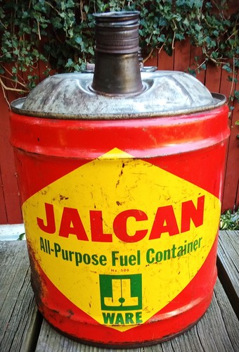 Vintage RARE J&L WARE 5 Gallon Steel Fuel Can JALCAN Caps Spout ...