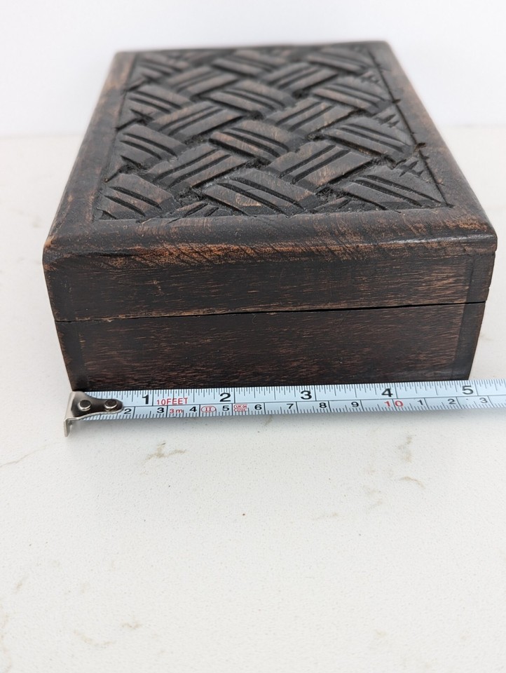 Wood Tobacco Hinged Box 7×5×2.5 Vintage Antique Cigars Trinkets ...