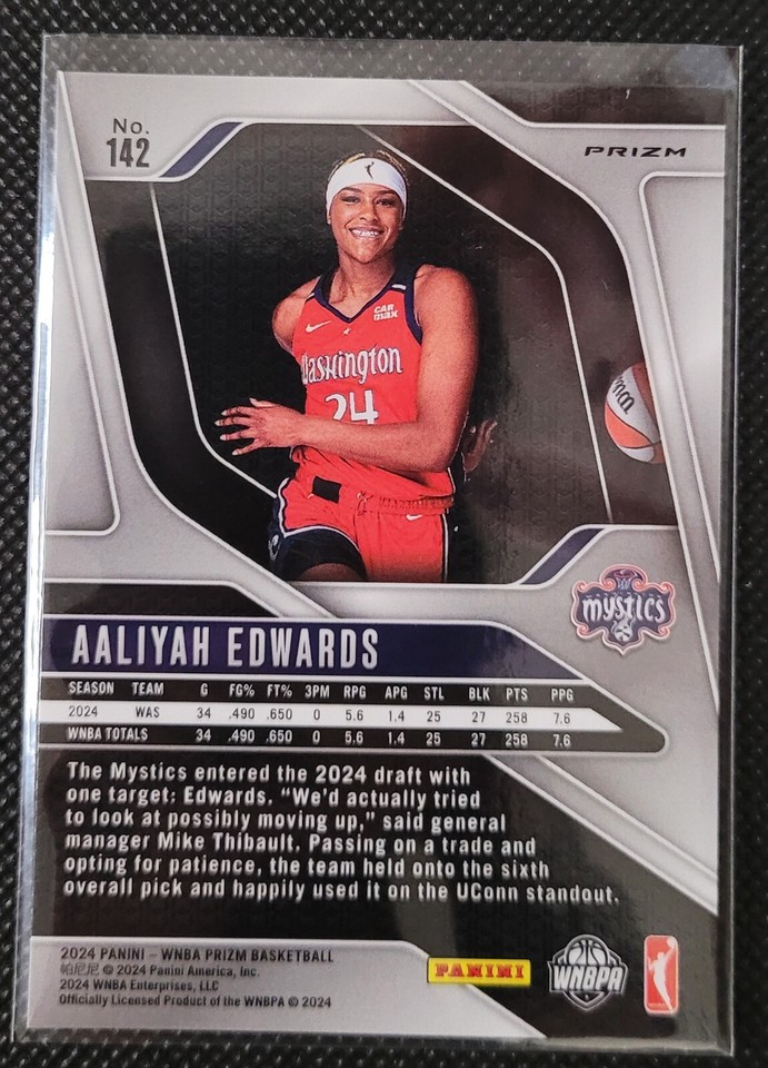 Aaliyah Edwards Rookie Card 2024 Panini Prizm WNBA Cracked Ice Image ...