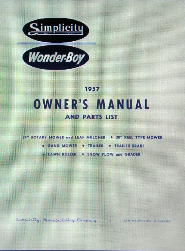 Simplicity Wonder-Boy 1957 Riding Tractor & Engine Owner & Parts (2 ...