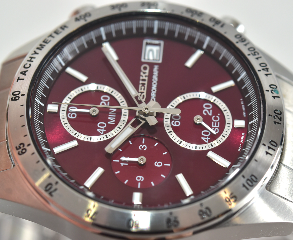 New Battery Seiko Chronograph 8T67-00C0 SBTR001 Men‘s Quartz Watch Red ...