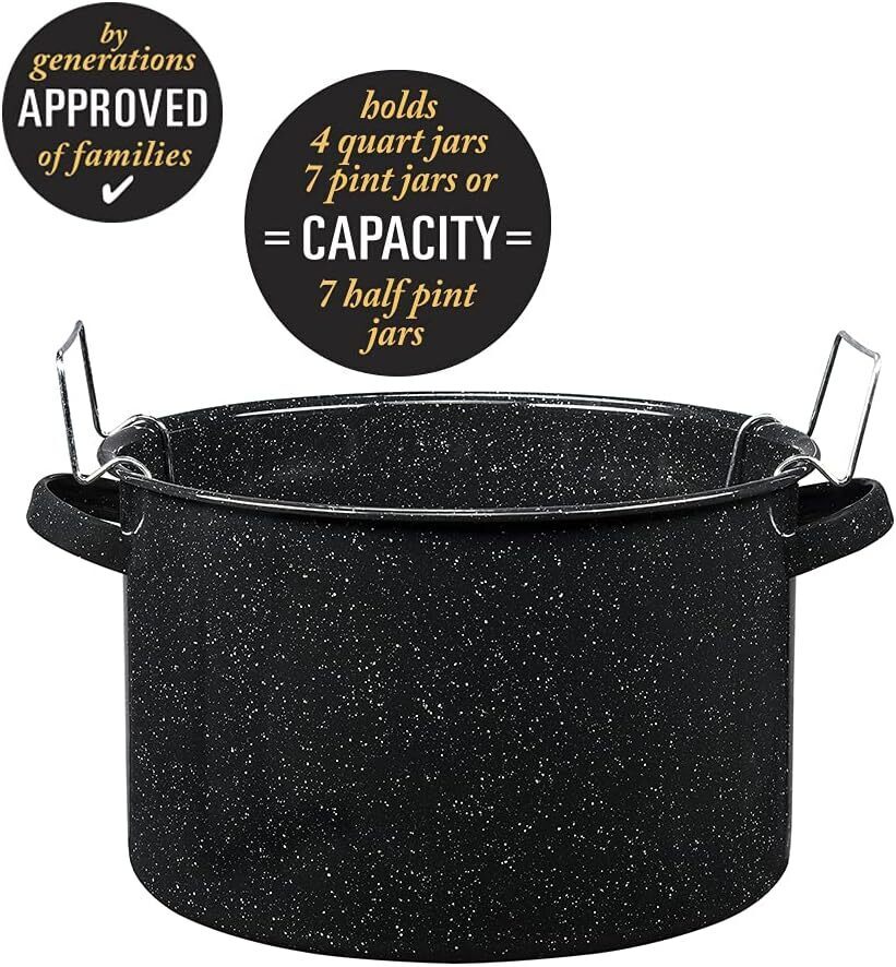 33 Qt Granite Ware Water Bath Canner with Collapsible Jar Rack Enamel ...