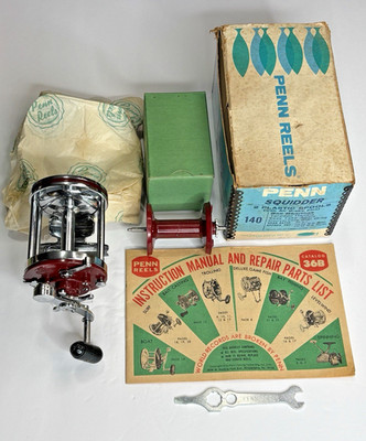 Vintage PENN Squidder 140 Fishing Reel W/Box Catalog Spare Spool Tool ...