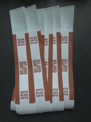 10 - Brown $5,000 Cash Money Self-Sealing Straps Currency Bands | eBay
