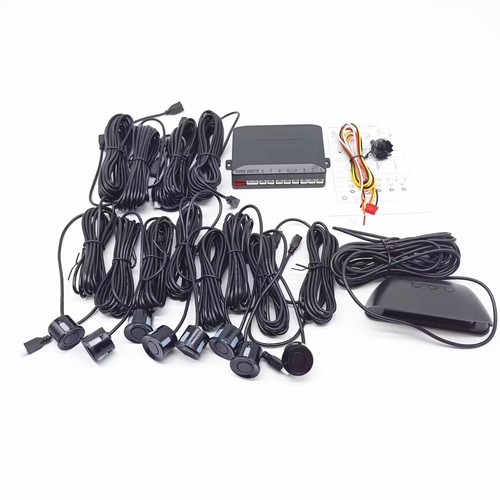 8 Parking Black Sensors LCD Car Backup Reverse Rear Radar System Alert ...