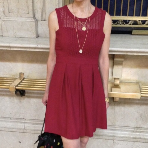 ModCloth Red Sleeveless Fit and Flare Dress with Sweetheart Mesh ...