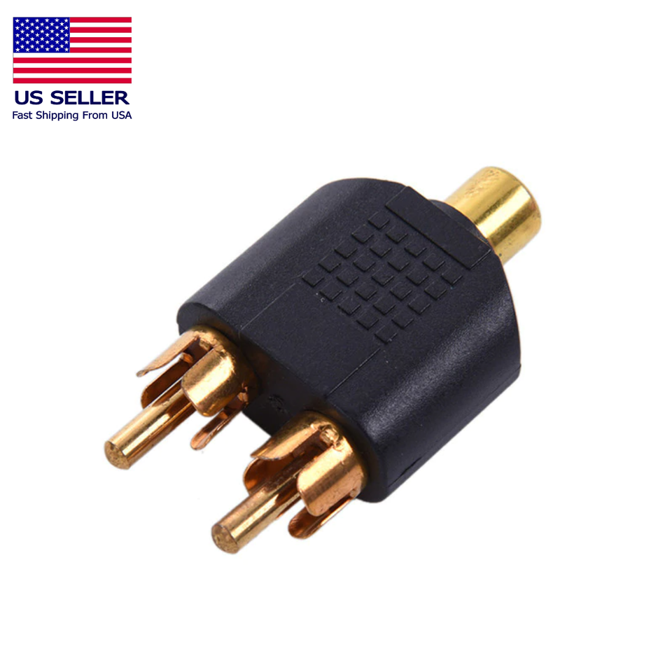 RCA Y-adapter 1-Female to 2-Male Splitter Cable Adapter for Subwoofer ...