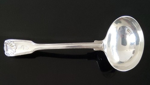 ANTIQUE GEORGIAN SILVER FIDDLE THREAD & SHELL PATTERN LADLE PAUL STORR ...