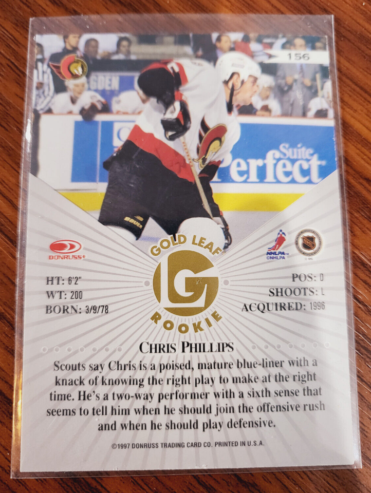 1997 Donruss Hockey Gold Leaf Rookie #156 Chris Phillips Senators | eBay