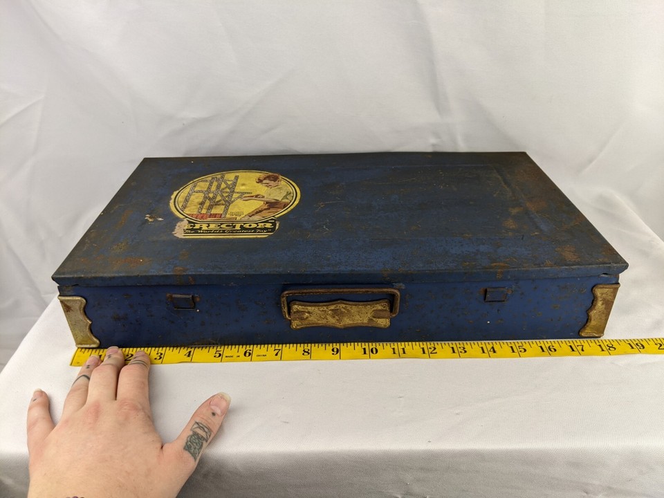 VINTAGE A C GILBERT ERECTOR SET No. 7 1/2 ENGINEER SET 18"×10" BLUE ...