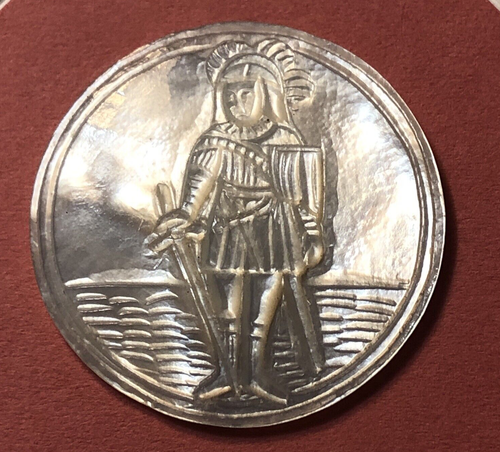 X- Large Carved Bethlehem Pearl Shell Button ~Roman Soldier w Sword ...