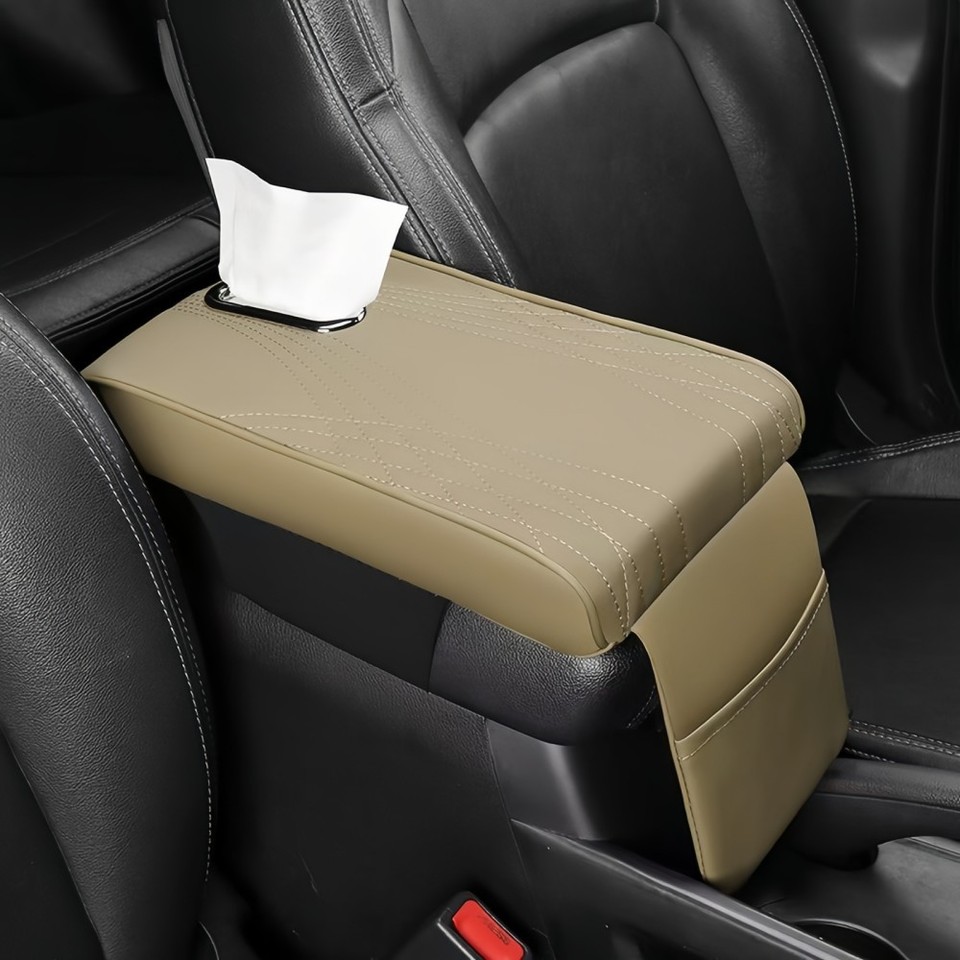 Car Armrest Cushion Cover Center Console Pad Pocket Tissue Box for ...