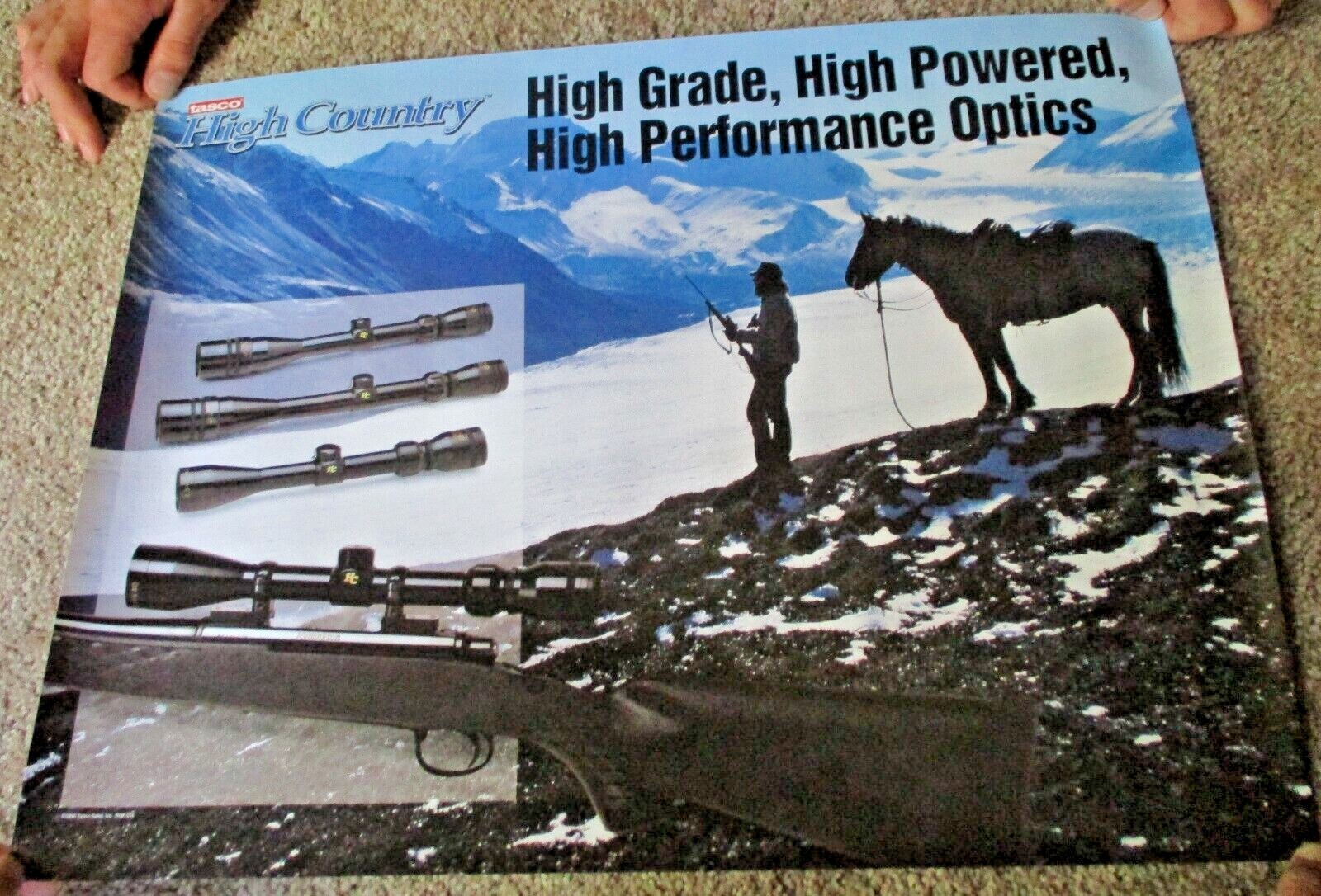 NOS VINTAGE 1995 TASCO HIGH COUNTRY SCOPES ADVERTISING HUNTING POSTER ...