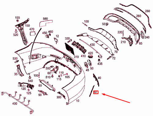MERCEDES-BENZ C C205 REAR BUMPER LEFT GRILLE COVER A2058850553 | eBay