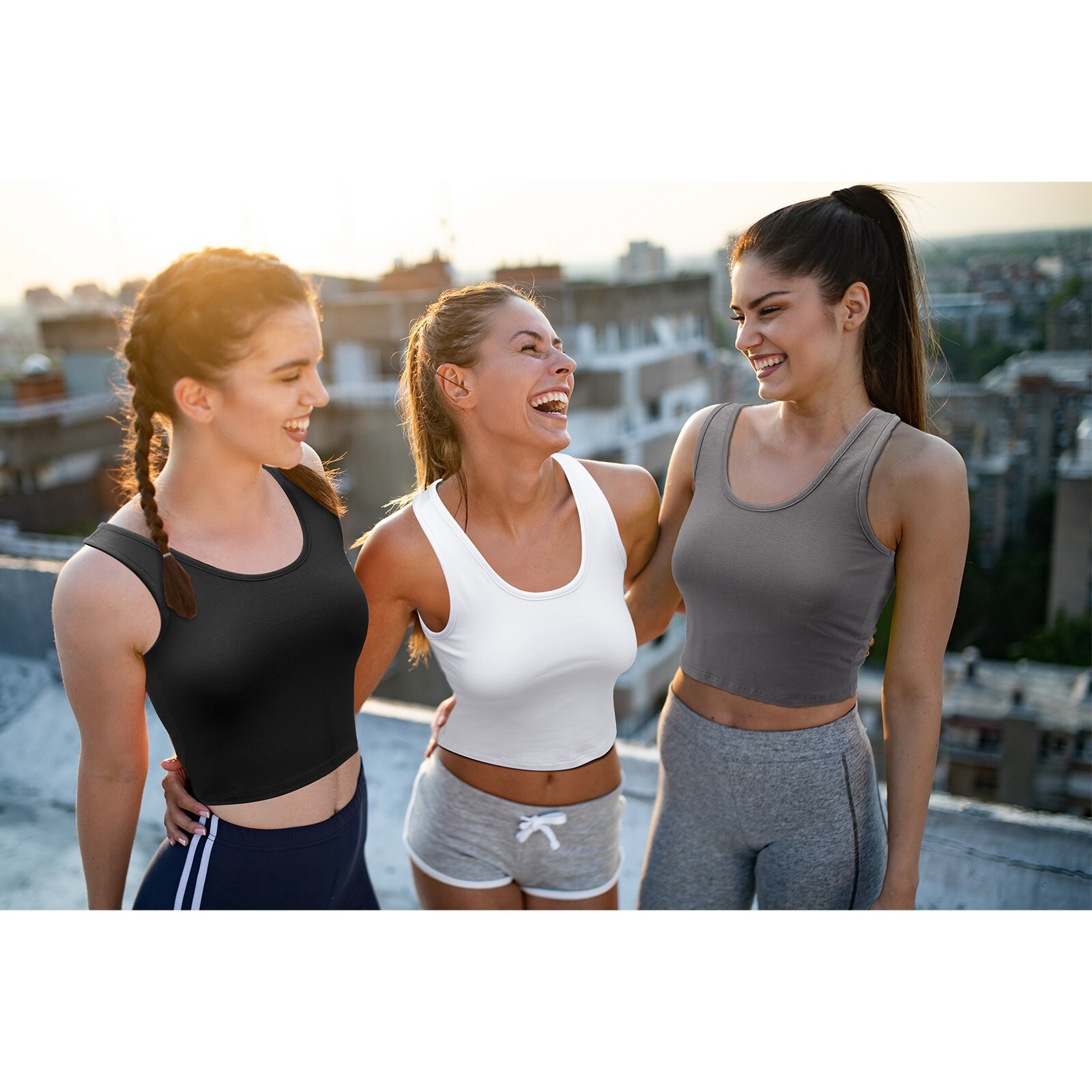 4Pcs Basic Short Tank Top Sleeveless Women's Racer Back Cropped Sports ...