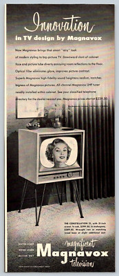 1952 Magnavox TV Magnificent Television 5"x13.5" Print Ad (B) | eBay
