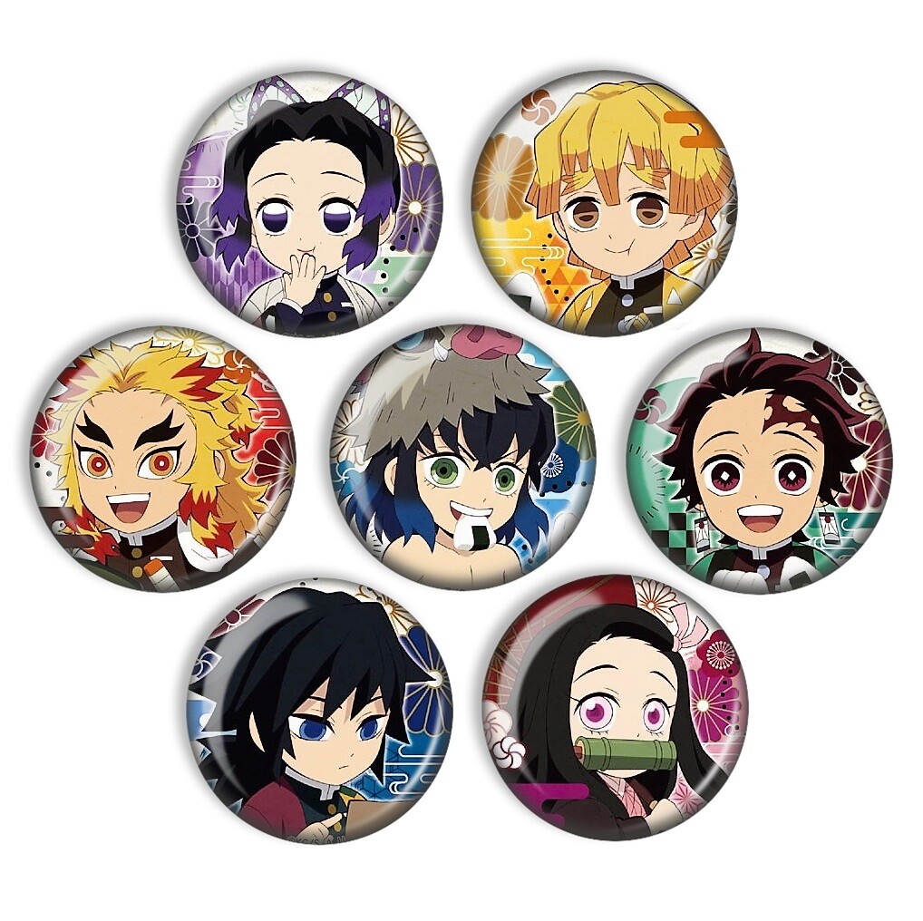 Demon Slayer Pin Set Anime Character Cosplay 7 Pack Button Badge ...