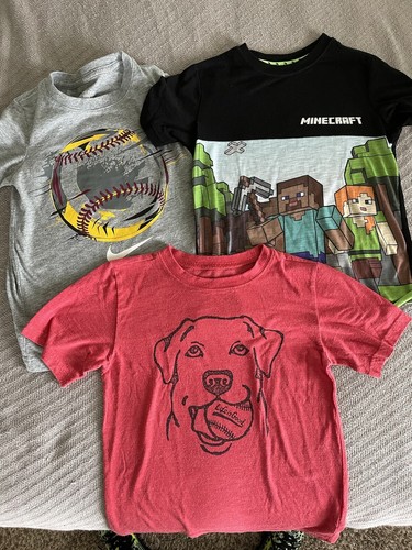 Lot Of 3 Boys Short Sleeve T-Shirts Minecraft Life Is Good & Nike Size ...