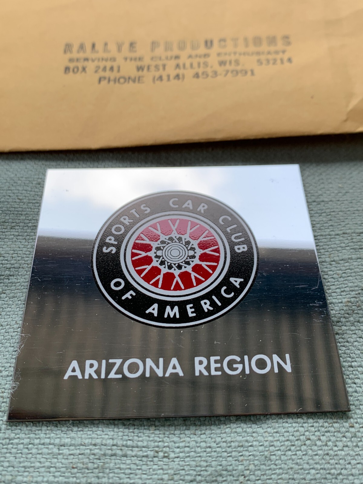 Rallye Productions Dash Plaque Sports Car Club America SCCA Arizona ...