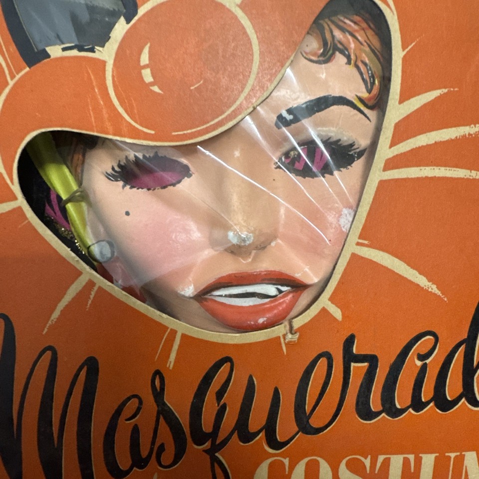 Vintage HALLOWEEN Costume & Mask Gunsmoke Kitty Halco Masquerade ...