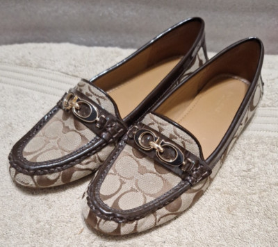 Coach Fortunata Khaki/Chestnut Signature C Shoes Loafer Women's Size 8B ...