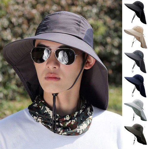 Sun Hat with Neck Flap Wide Brim Hiking Hat Men Women Fishing Cap ...
