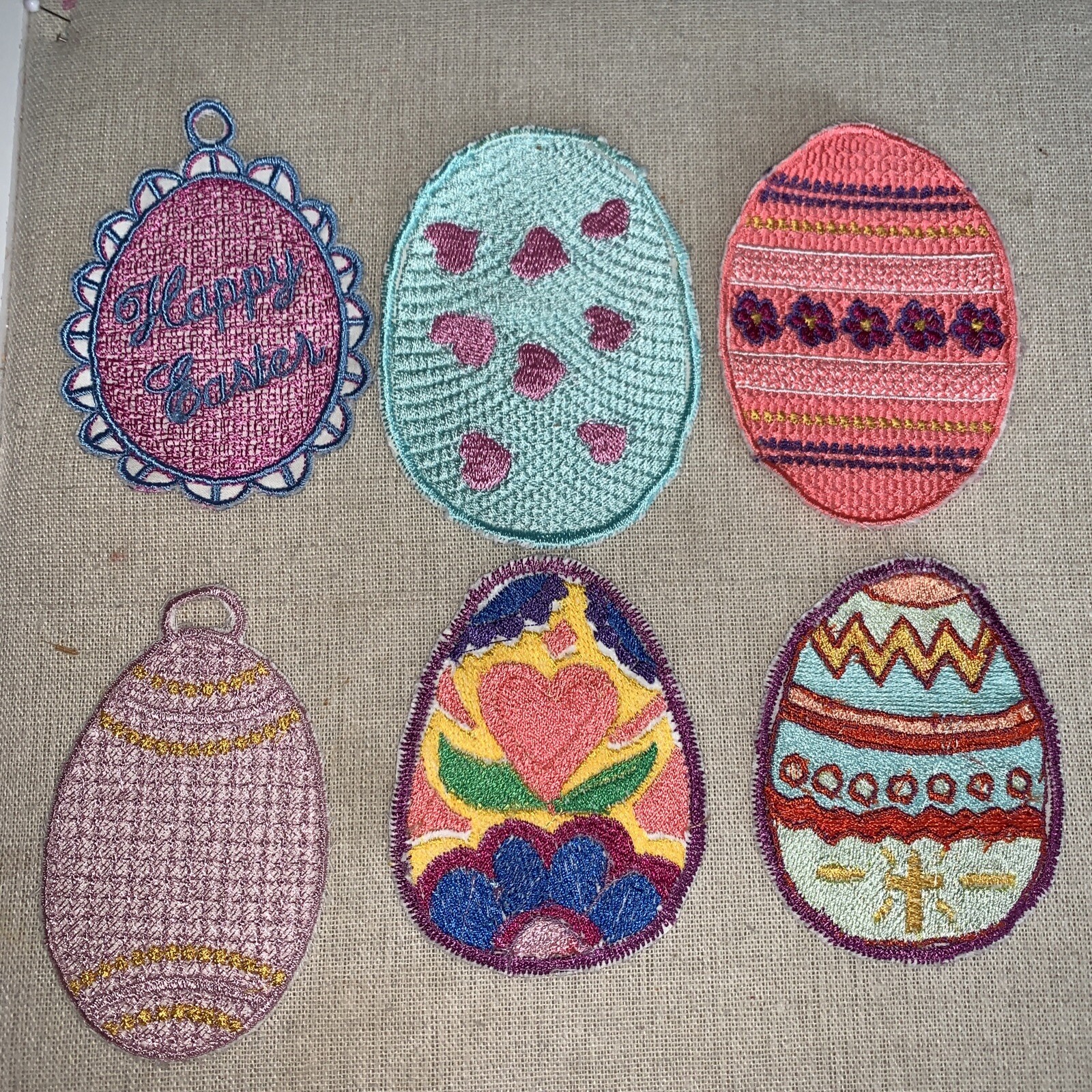 6 Easter Egg Embroidered Colorful Sew On Applique Patches 3 1/2” To 4 ...