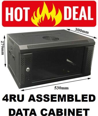 4RU 19 Inch Wall Mount Cabinet Server Rack Data 300mm Deep Network Lock ...