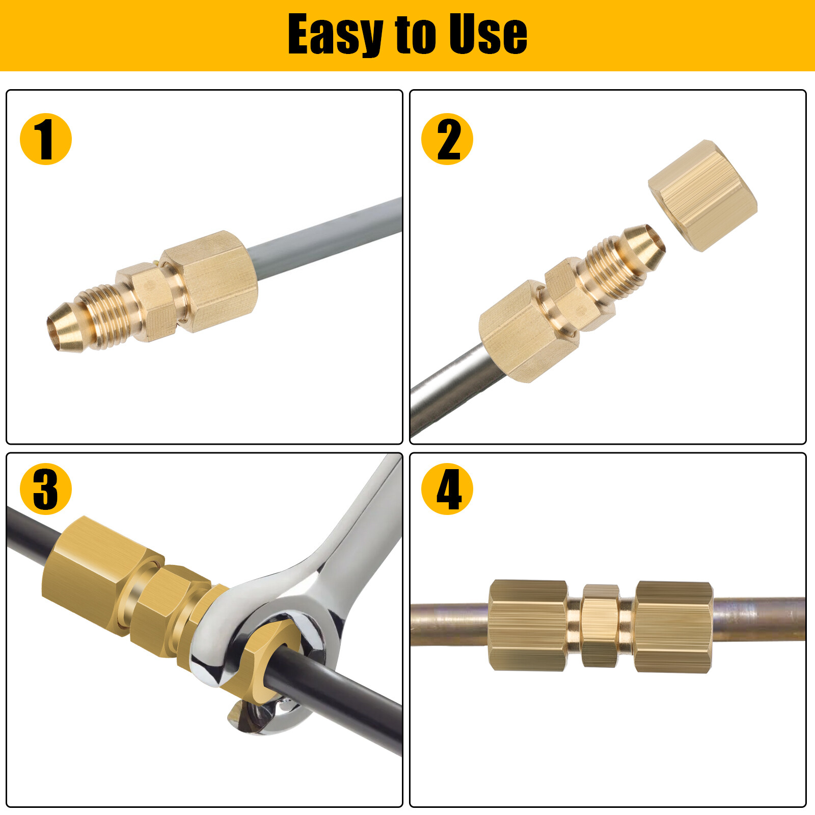 12X Straight Brass Brake Line Inverted Compression Fitting Unions For 3 ...