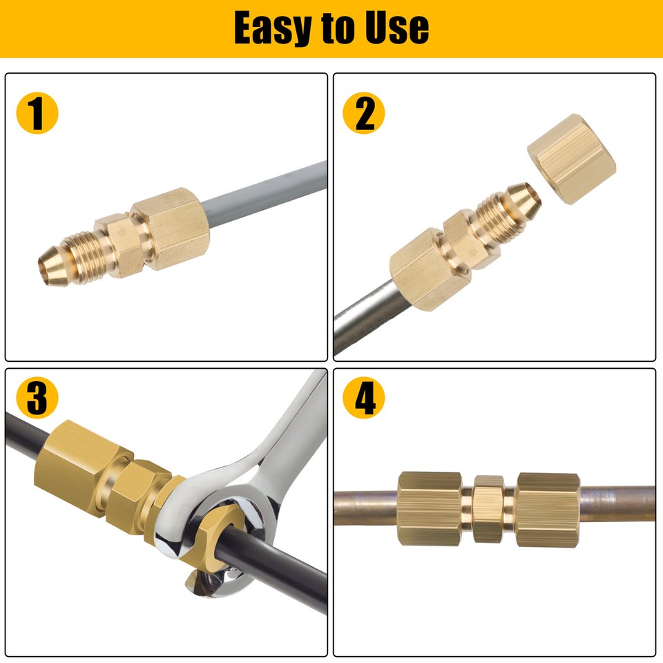 12X Straight Brass Brake Line Inverted Compression Fitting Unions For 3 ...