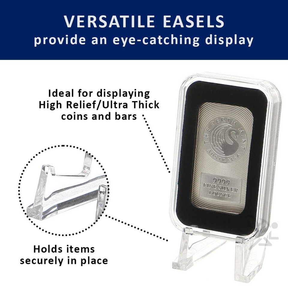 Currency & Coin Slab Display Stand Deluxe Easels with 1/2" Shelf, Clear ...