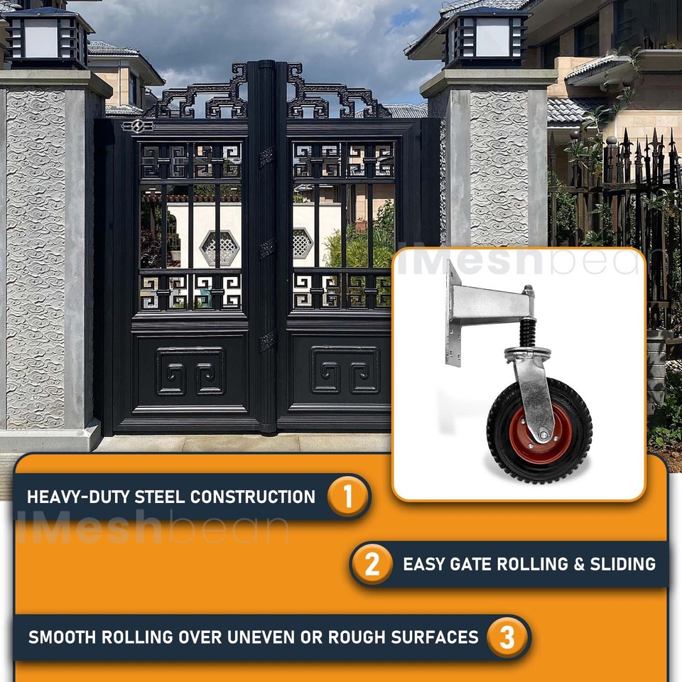 8" Gate Wheels Heavy Duty Spring-Loaded Gate Caster For Wooden & Metal ...