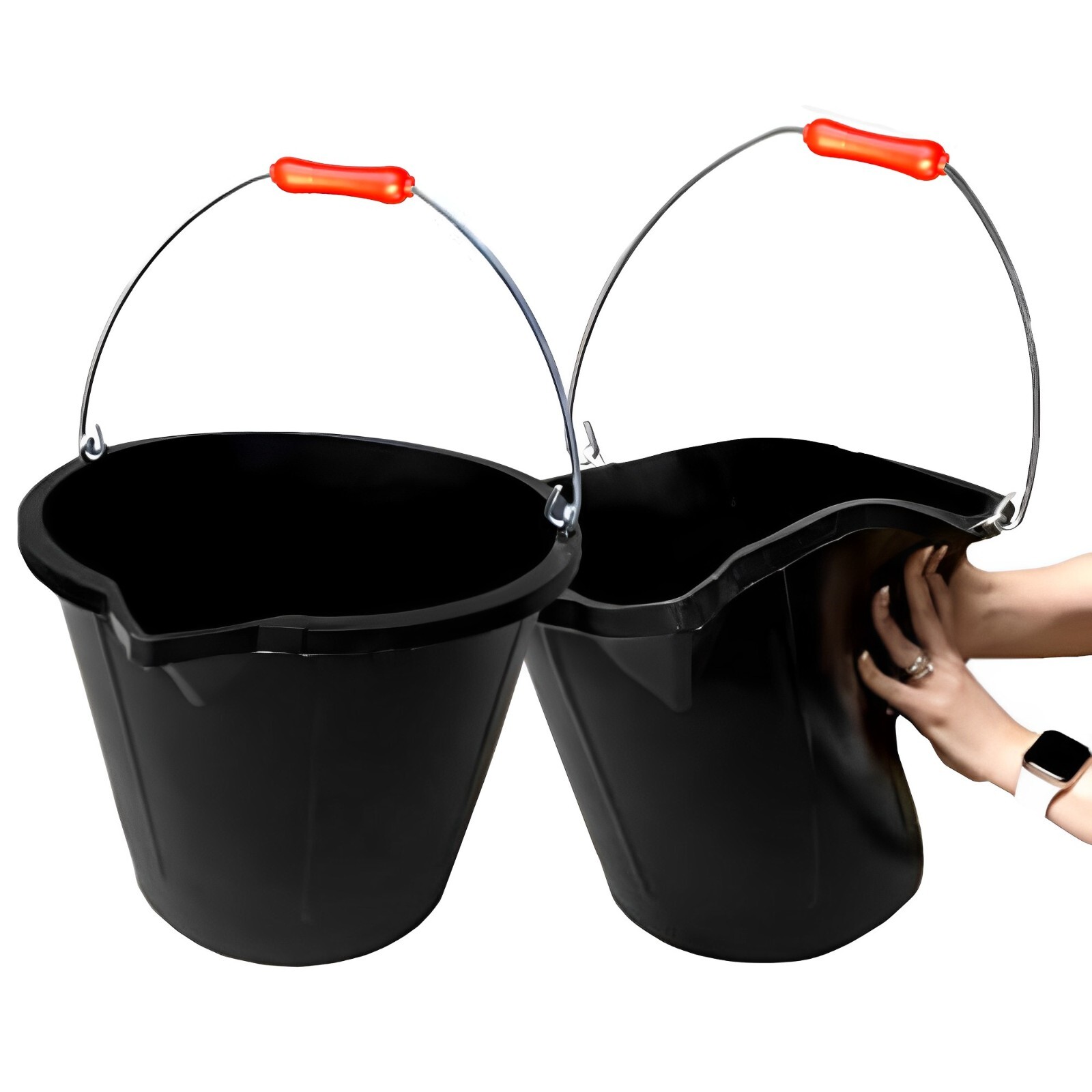 3x heavy duty 3 gallon/ 15l rubber builders buckets / stable / horse ...