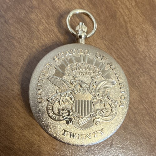 Twenty Dollar Coin Full Hunter Pocket Watch Yellow Gold Polished Analog ...