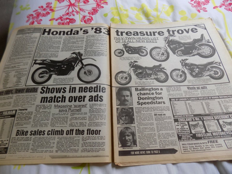 Motor Cycle Weekly/Honda 83 range XL600,VT500,etc/Honda CB125 test/Alan ...