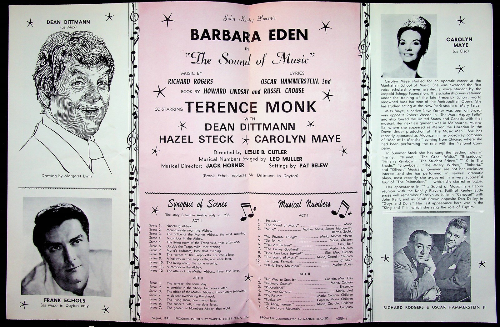 Kenley Players 1971 Souvenir Program Sound Of Music Barbara Eden ...
