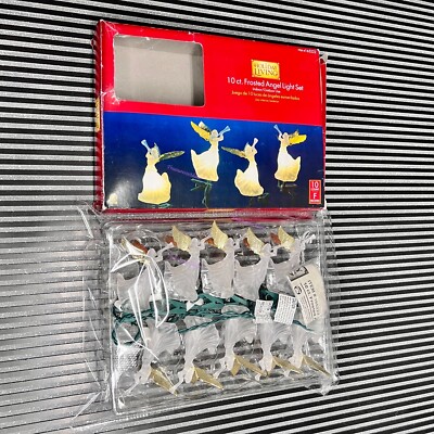 Vintage 10 light Christmas Frosted Angels Blowing Horn Lights Tested ...