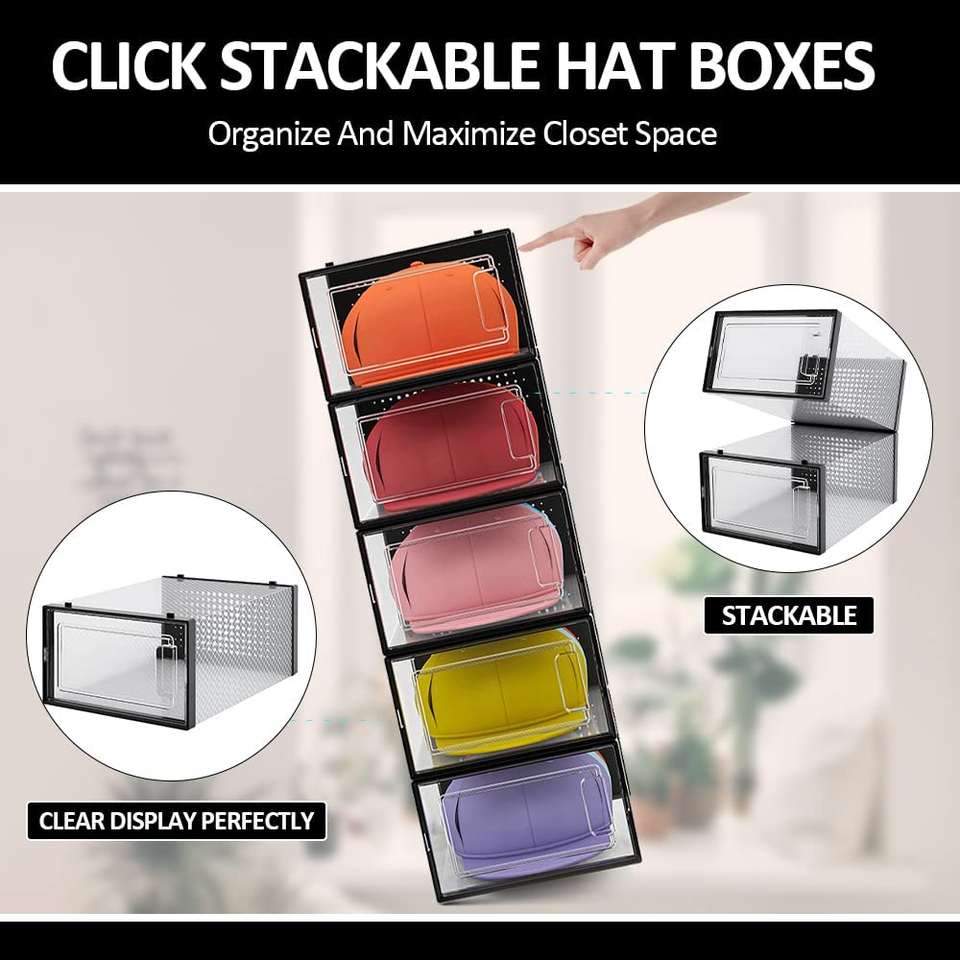 Hat Organizer for Baseball Caps, Hat Storage Box Showcase, Baseball ...