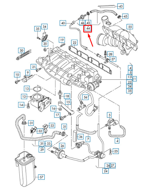 Genuine OEM AUDI & VOLKSWAGEN CONNECTING HOSE 06J-133-781-BE ...