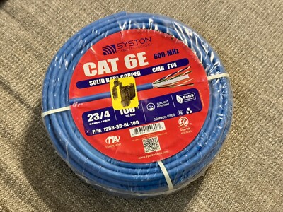 Syston Cable Technology Cat6E 6+ Ethernet Network - 100 FT Blue CMR | eBay