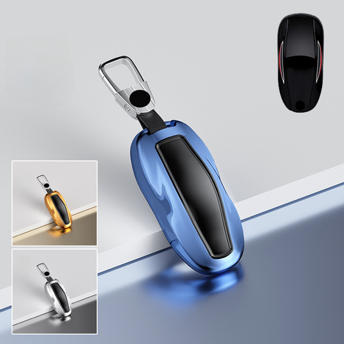Aluminum Alloy TPU Car Key Fob Case Cover Holder Keychain Bag For Tesla ...